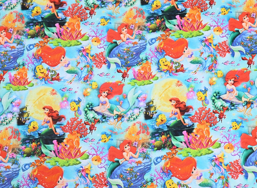 Disney Little Mermaid Ariel Fabric Anime Cotton Fabric by the - Etsy UK