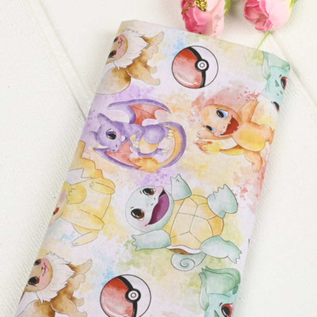 Pokemon Fabric Pikachu Fabric Pocket Monster Anime Cotton Fabric by the ...