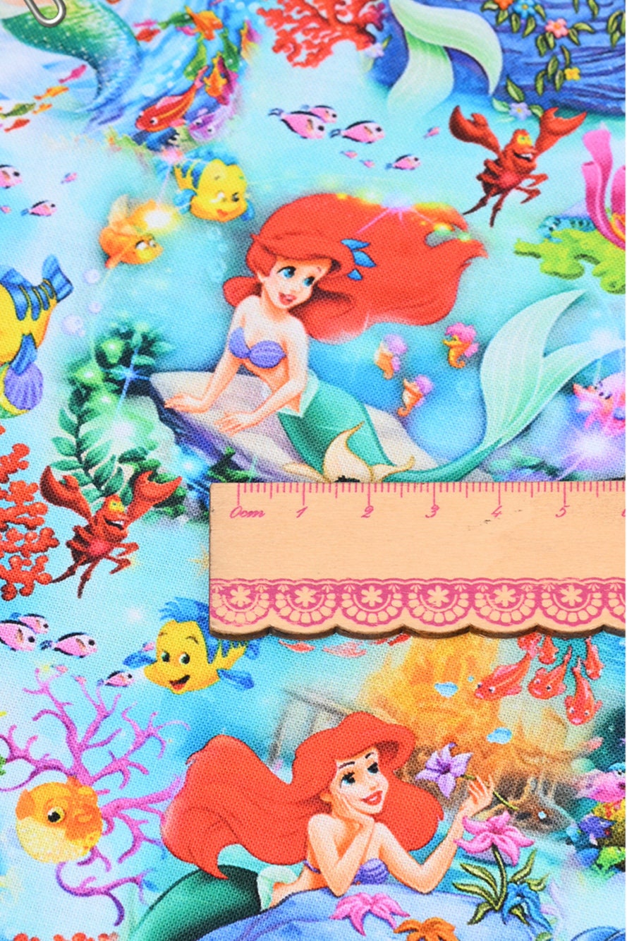 Disney Little Mermaid Ariel Fabric Anime Cotton Fabric by the - Etsy UK