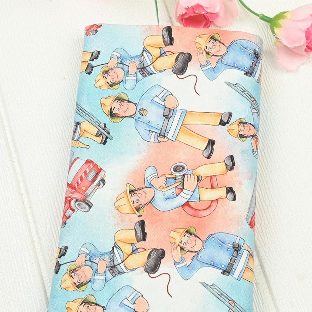 Firefighter Fabric Fireman Fabric Anime Cotton Fabric by the Half Yard ...