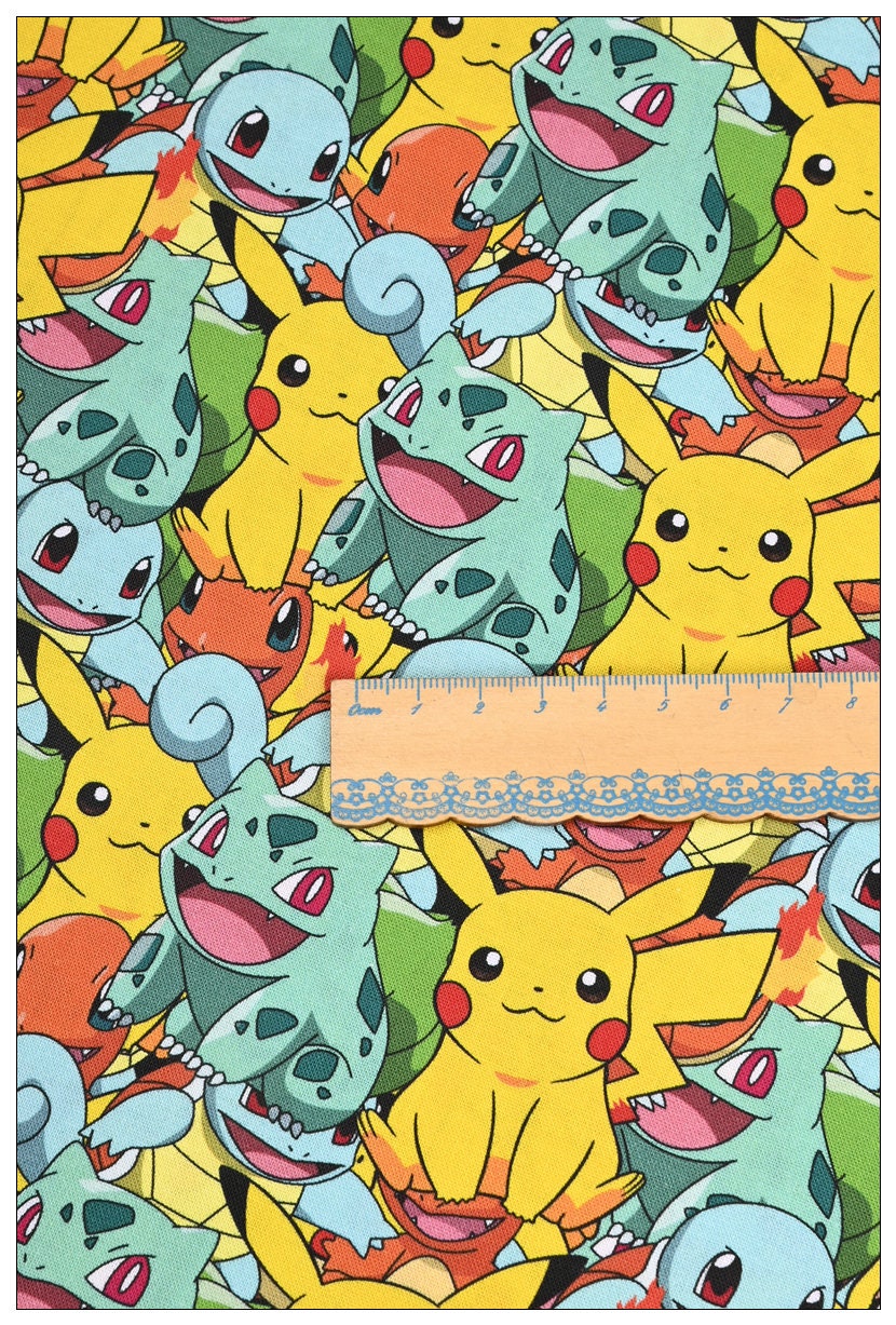 Pocket Monster Fabric Pokemon Fabric Pikachu Anime Cotton - Etsy