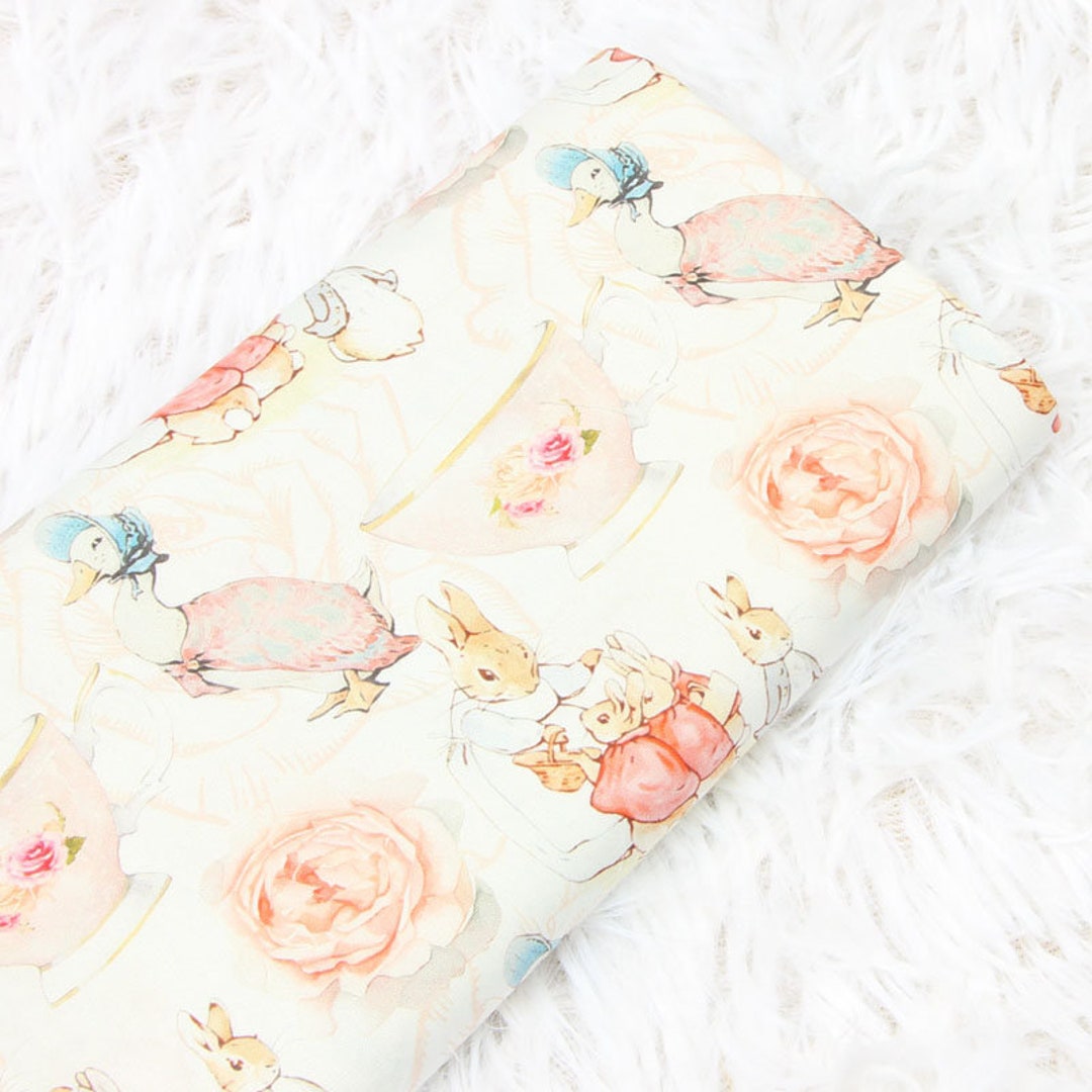 Peter Rabbit Fabric Cute Bunny Pink Fabric Anime Cotton Fabric by the ...