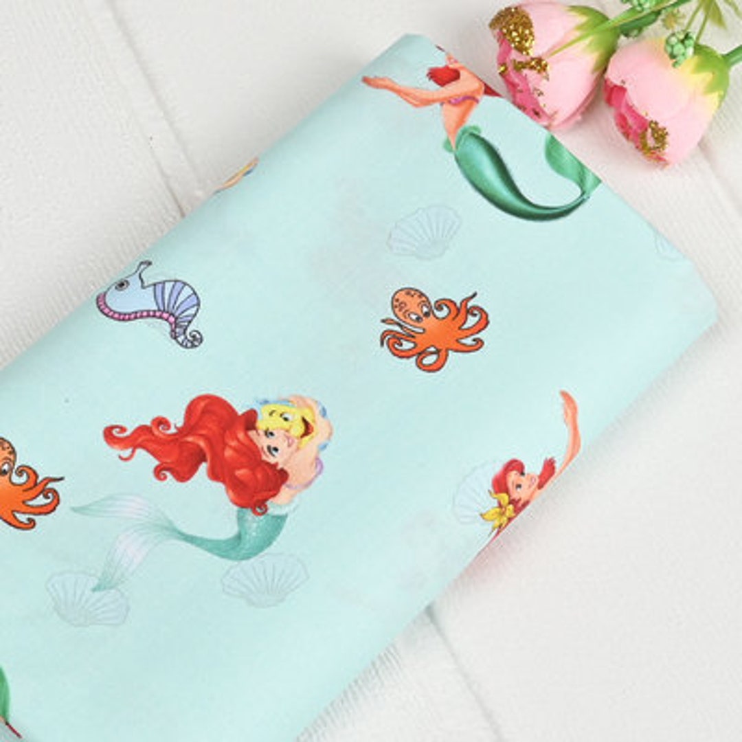 Disney Little Mermaid Ariel Fabric Anime Cotton Fabric by the Half Yard ...