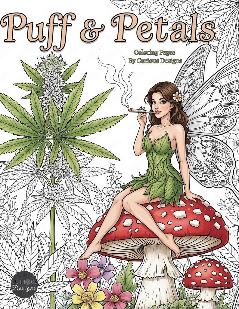 Canna Fairy Coloring Book Magic Mushroom Flower Forest Moon Nature ...