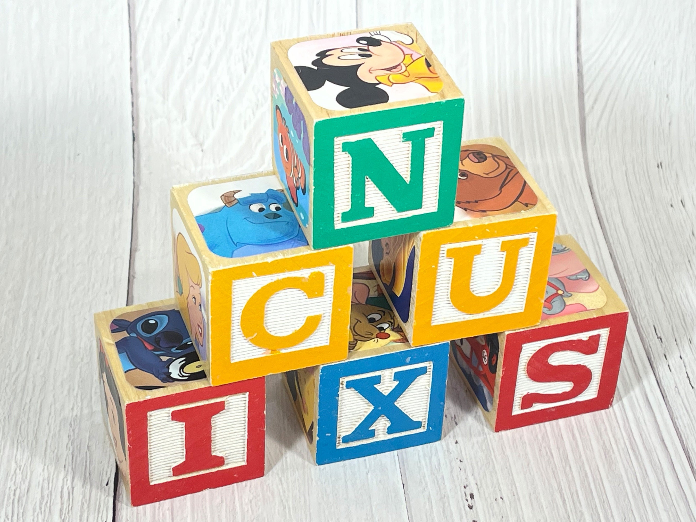 1.75" Upcycled Vintage Alphabet Blocks Feature Illustrations From ...