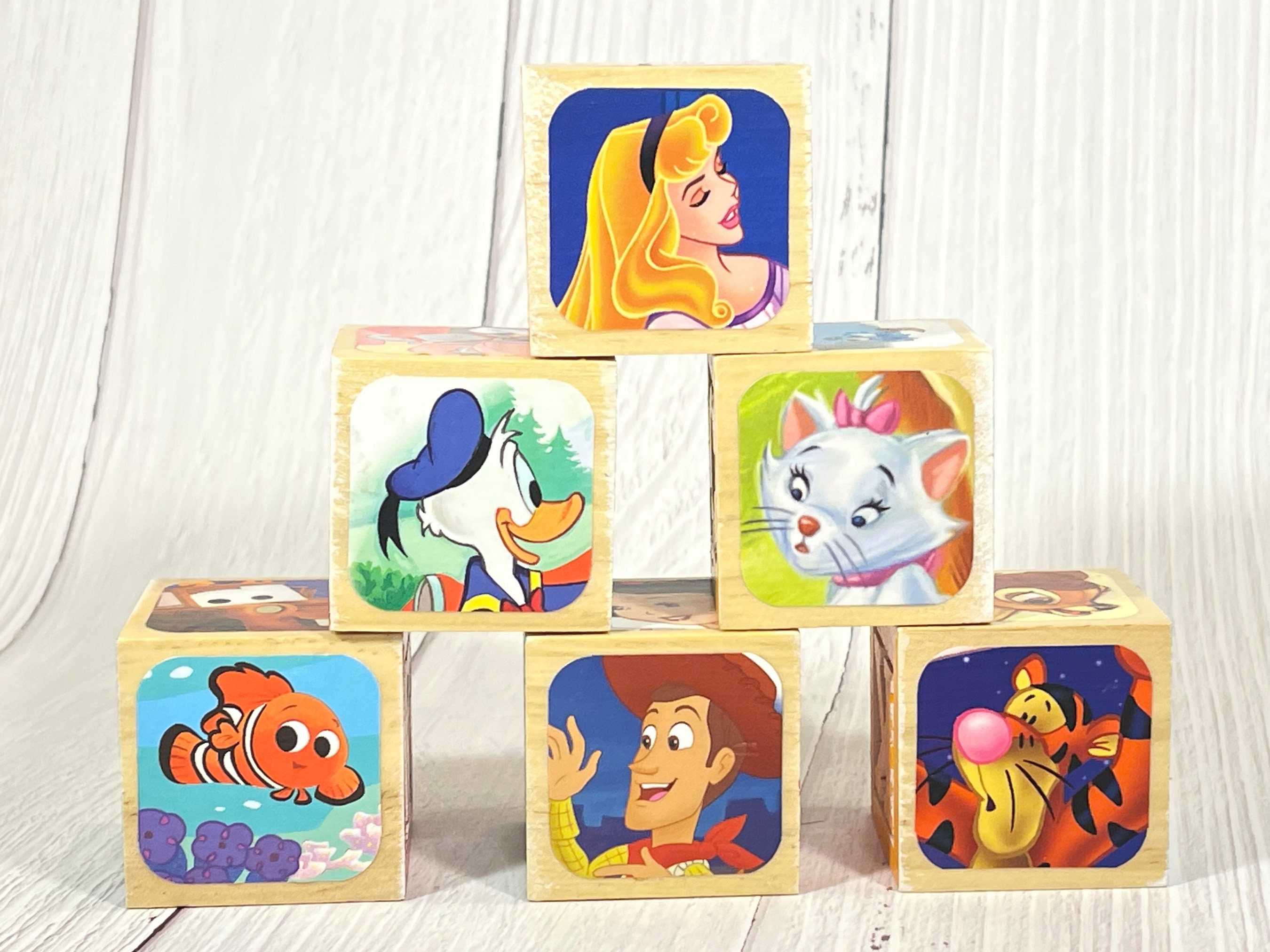 1.75 Upcycled Vintage Alphabet Blocks Feature Illustrations From Disney ...