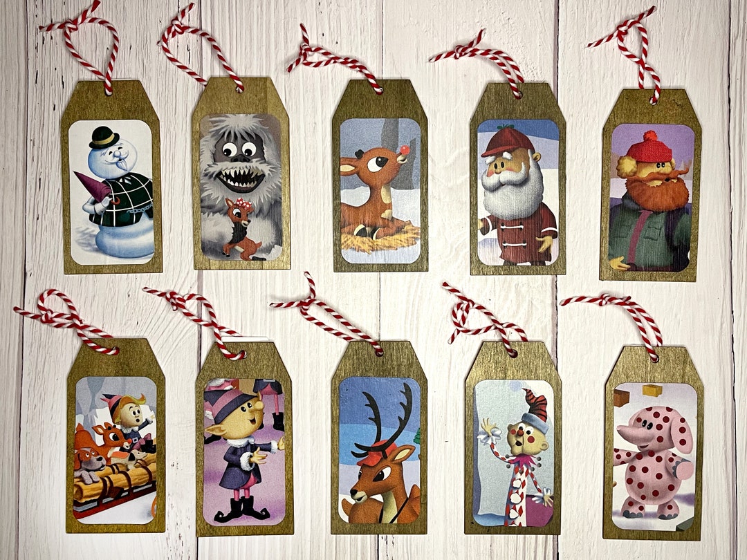 Wooden Christmas Gift Tags Featuring Illustrations From a Vintage 2000 ...