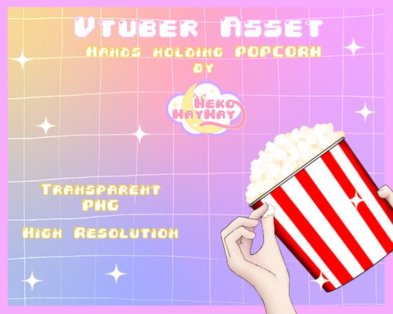 Vtuber Asset Movie Night Party Hands Holding Popcorn - Etsy