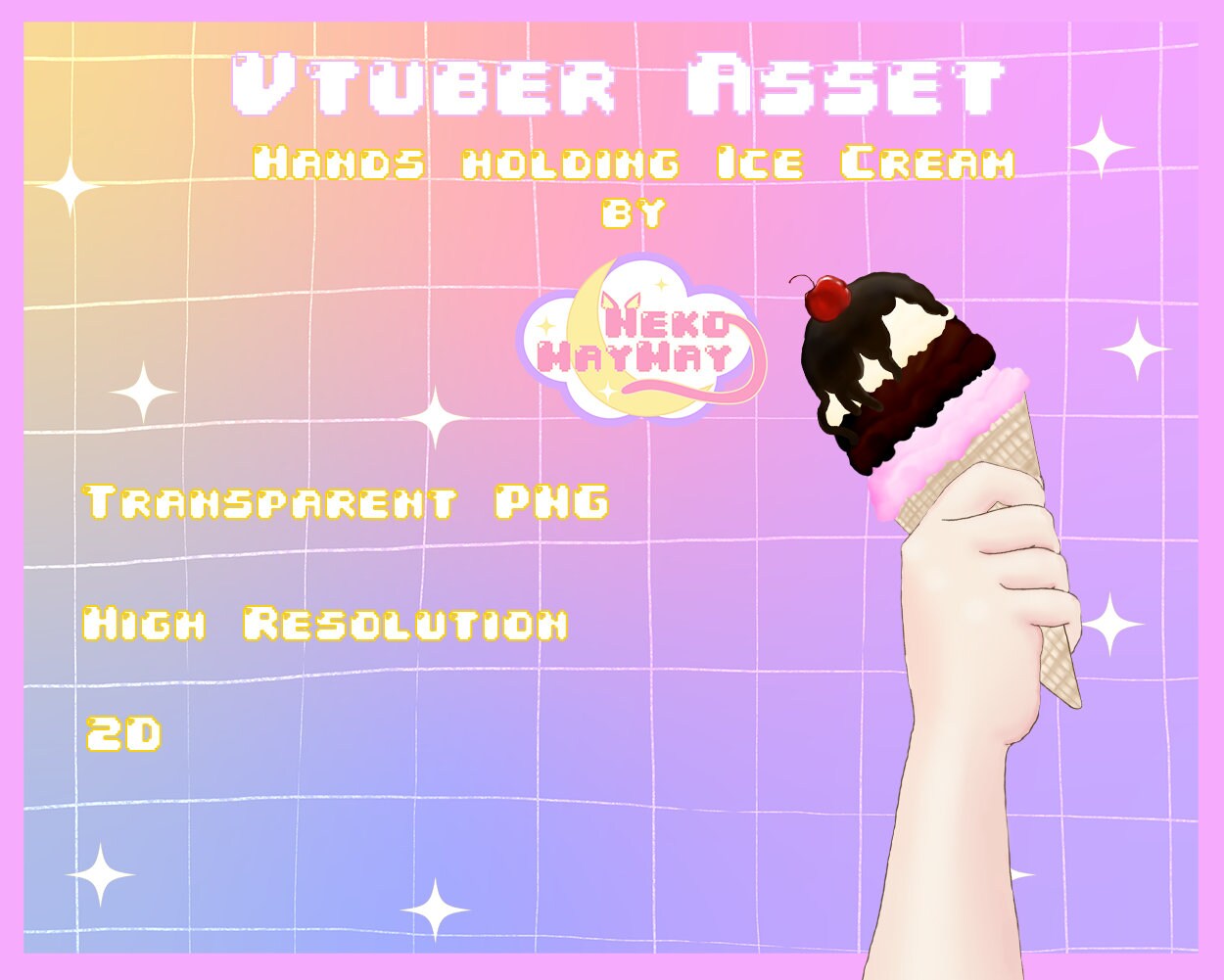 Digital Vtuber Asset Cute Hand Holding Ice Cream Cone for - Etsy