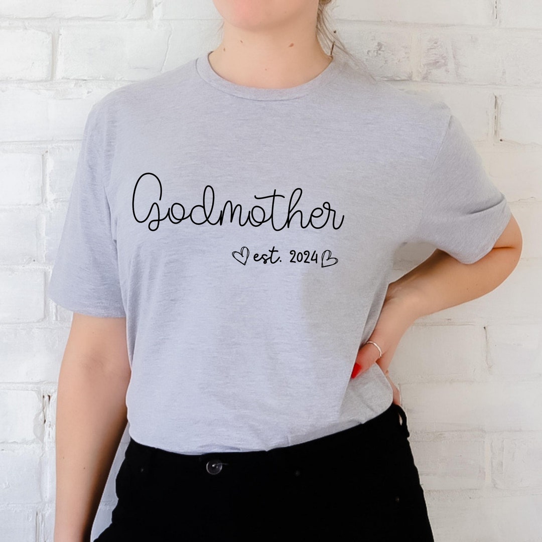 Custom Date Godmother Est. Cursive Print T-shirt for New - Etsy