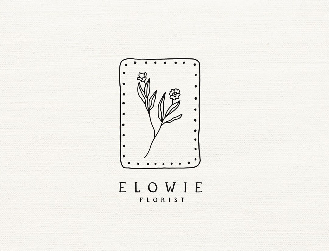 Rustic Logo - Handdrawn Floral Logo - Flower Rustic Logo - Rustic ...