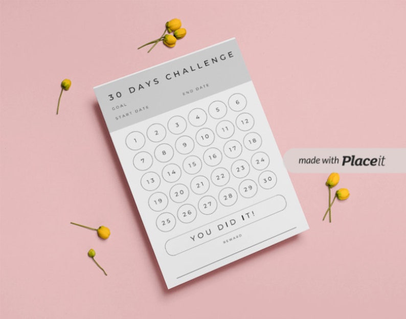 30 Day Challenge, Goal Setting, Progress Tracker, Habit Forming, A4/a5 ...