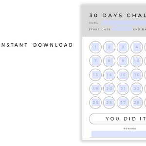 30 Day Challenge, Goal Setting, Progress Tracker, Habit Forming, A4/a5 ...