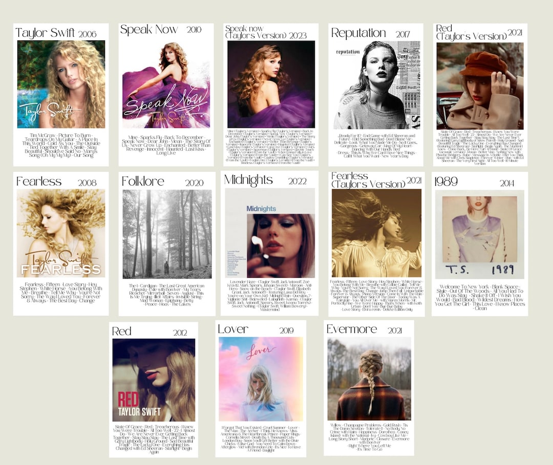 Taylor Swift Wall Art Album Covers Eras Tour Taylor's Version Swiftie ...