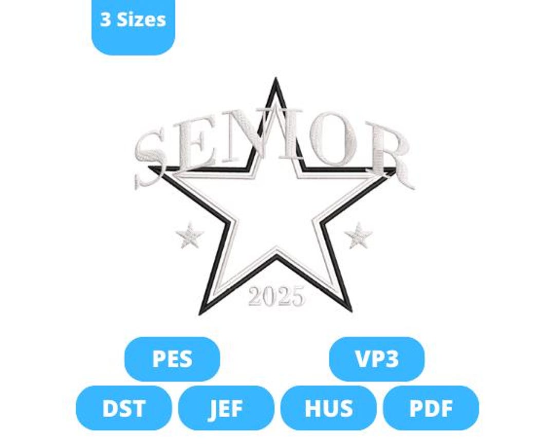 SENIOR 2025 Star Embroidery Design - Etsy