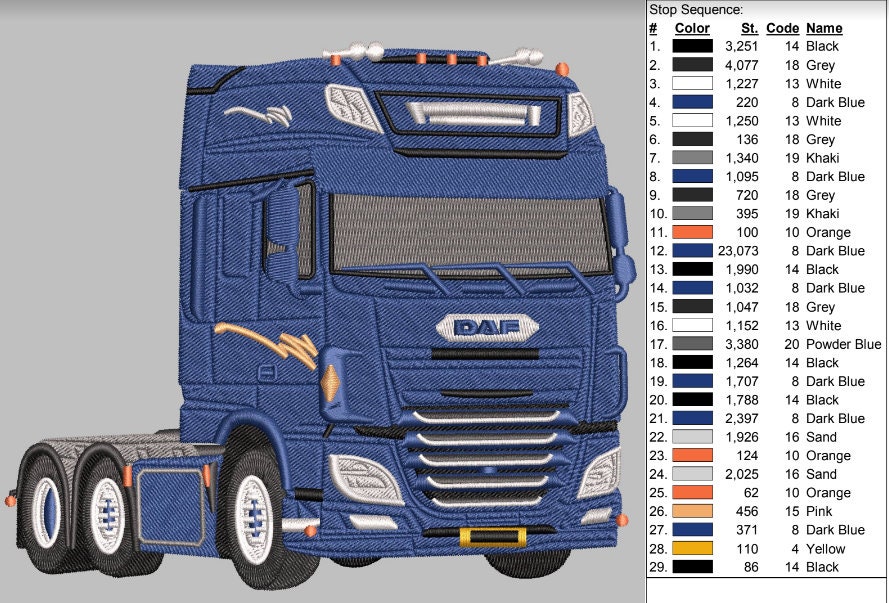 DAF Truck Embroidery Design - Etsy Australia