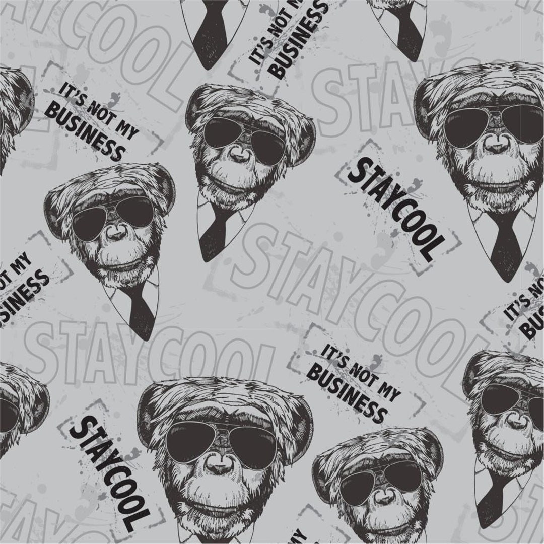 French Terry Monkey Agent Hipster Stay Cool From 0,25 Cm - Etsy