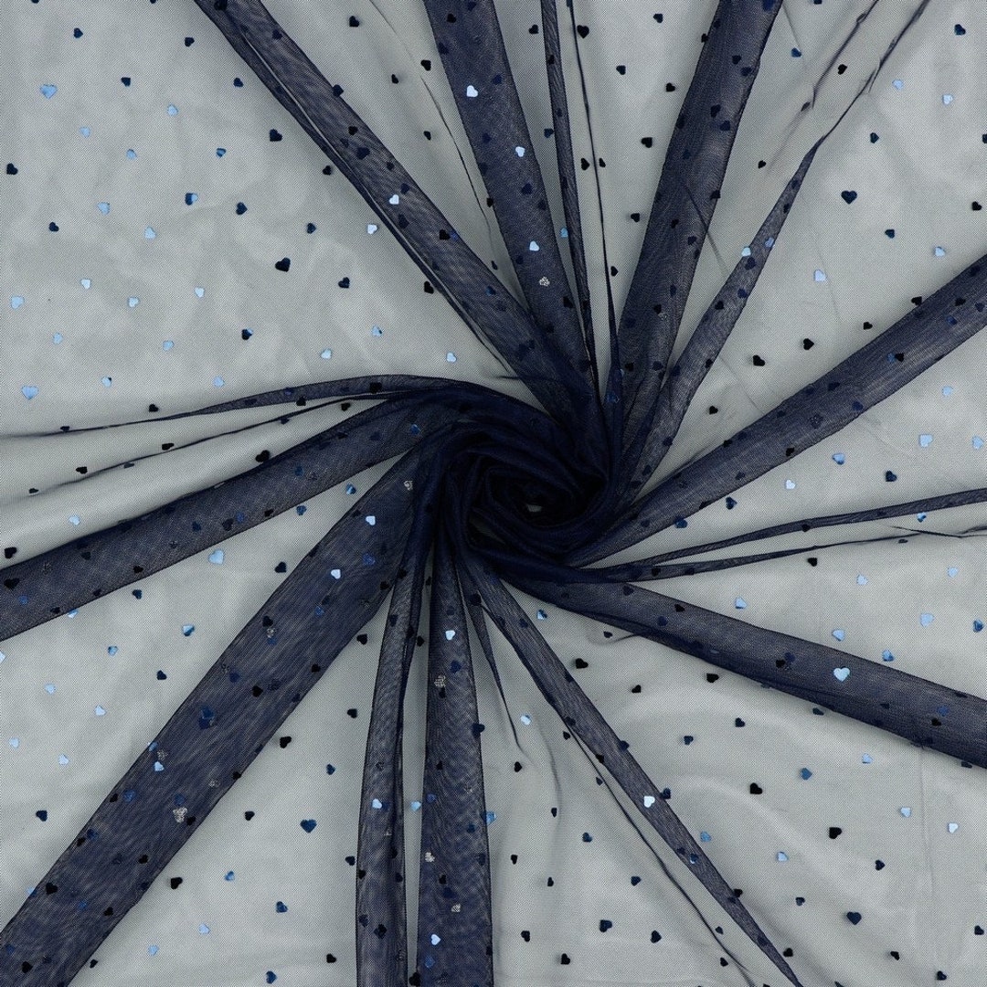Tüll Stoff Royal Tüll mit Herzen weicher Tüll Navy ab 50cm - Etsy.de