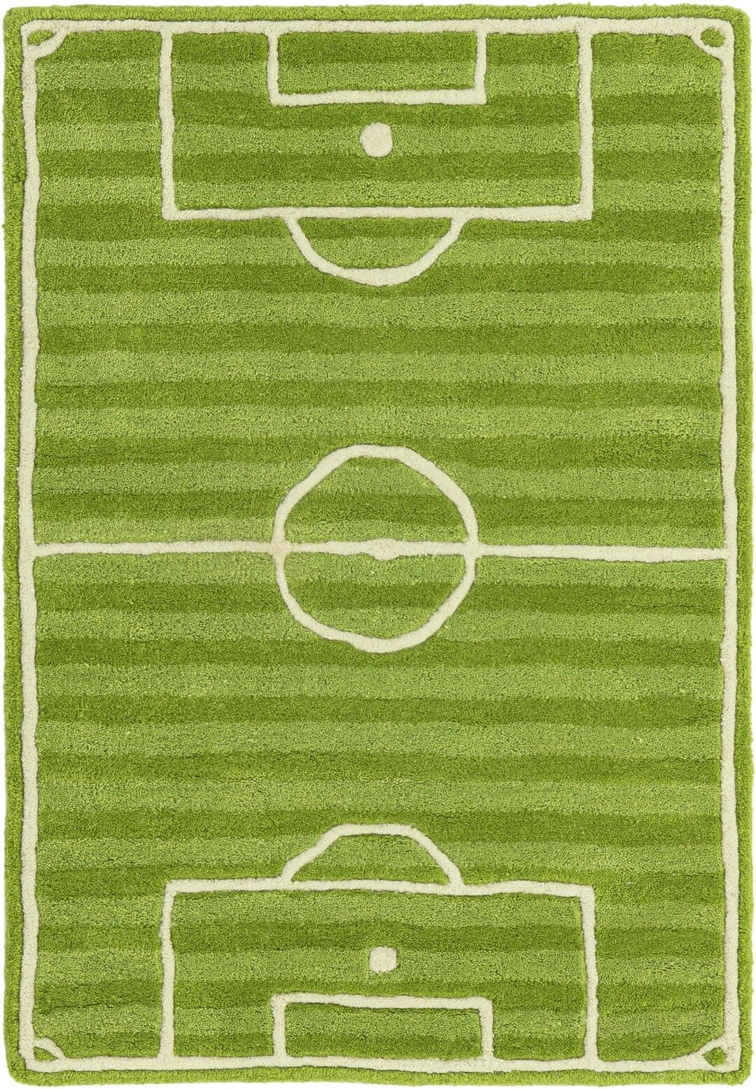 Soccer Field Area Rug - Green Football Pitch Play Mat, Hand-tufted Wool ...