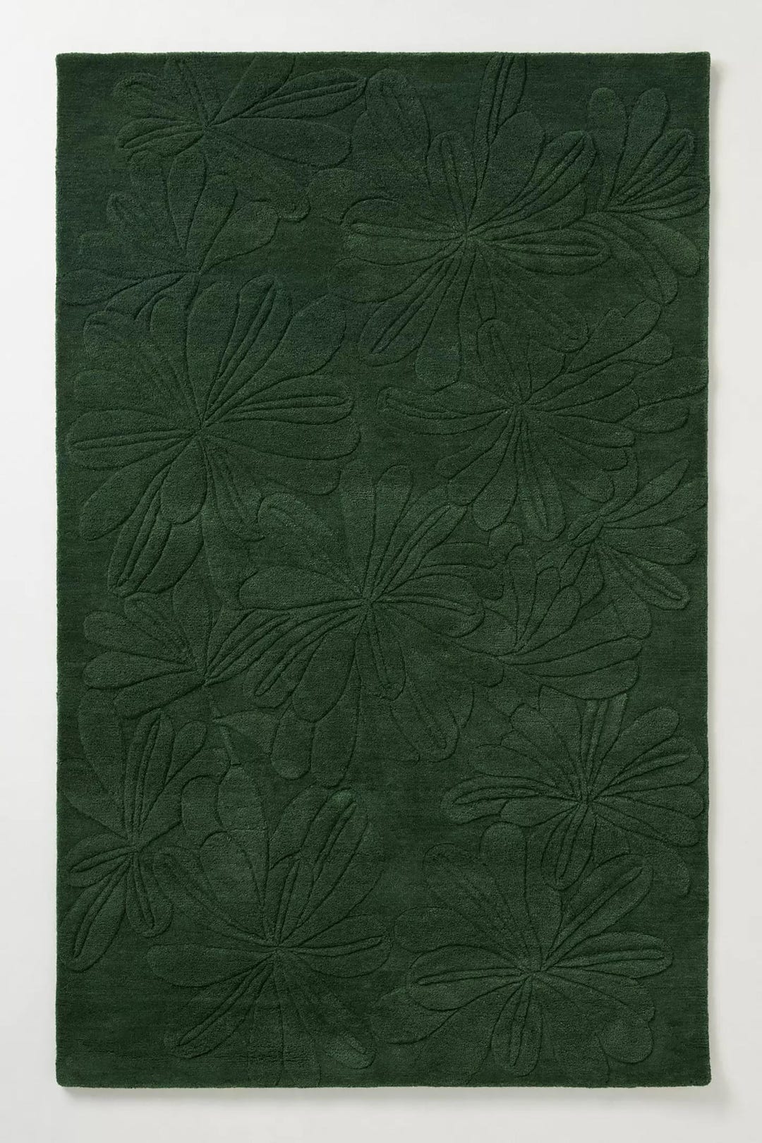 Hand-tufted Sculpted Daisy Area Rug — Plush Floral Texture, Green ...