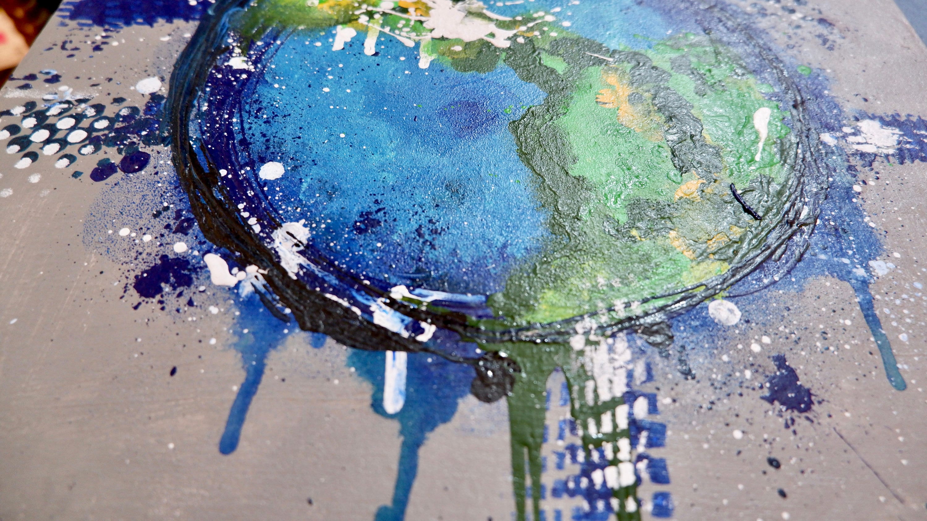 Original Canvas Painting, World Globe Acrylic Abstract Painting on ...