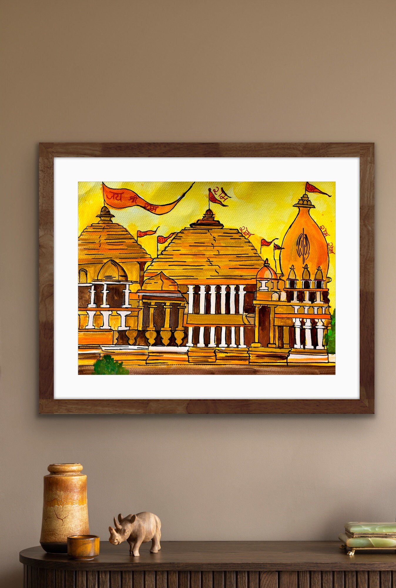 Ayodhya Ram Mandir Painting , Mix Media on A3 Water Colour Paper, Wall ...