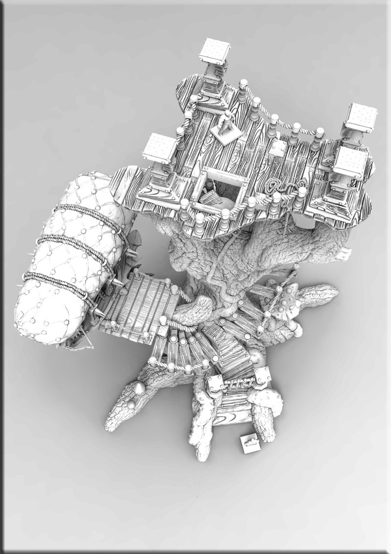Airship Tree Dock Landing | 3D Printing | Tabletop Terrain | D&D ...