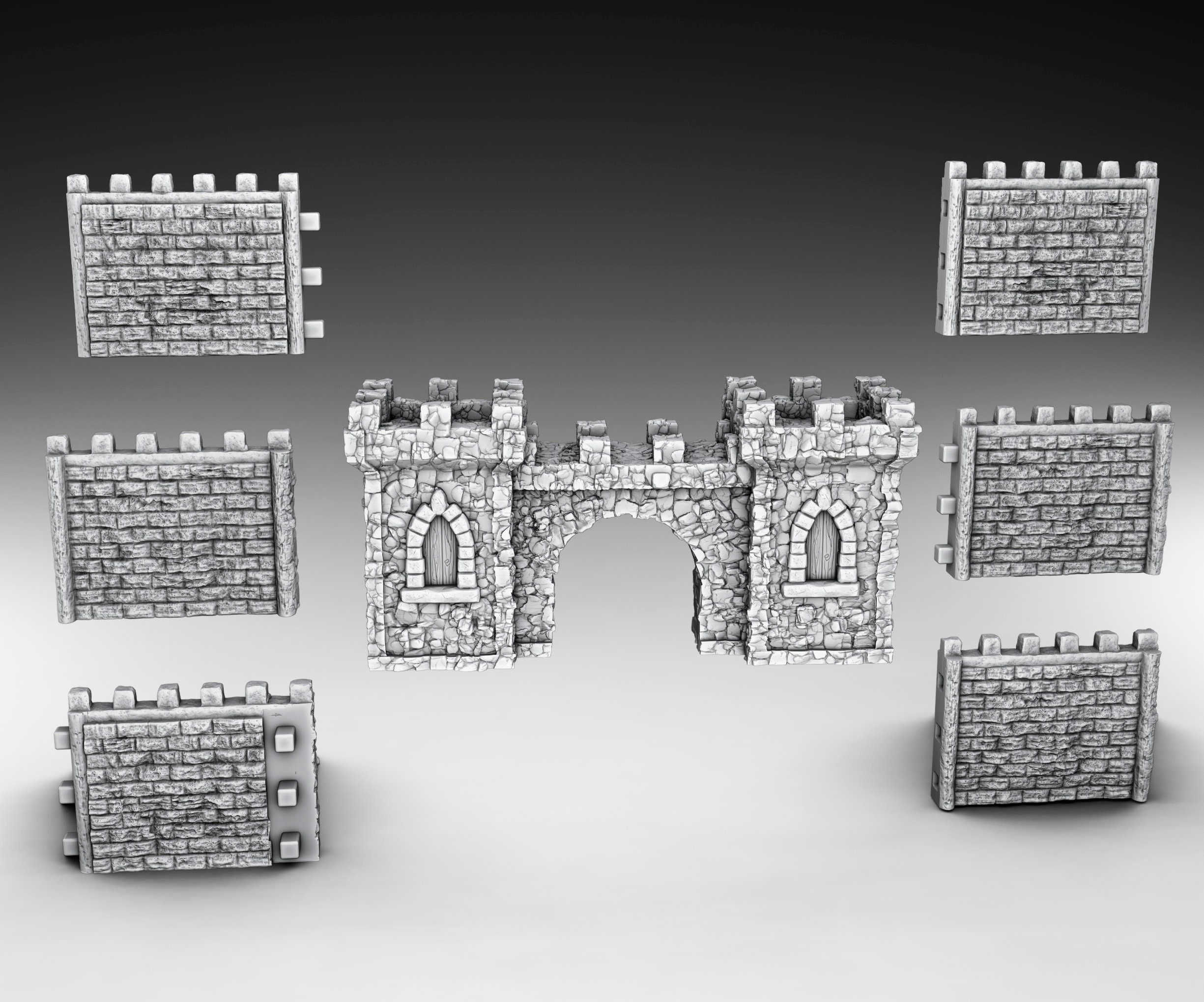 Medieval Village Castle Gates & Walls 3D Printing DND Tabletop Wargames ...