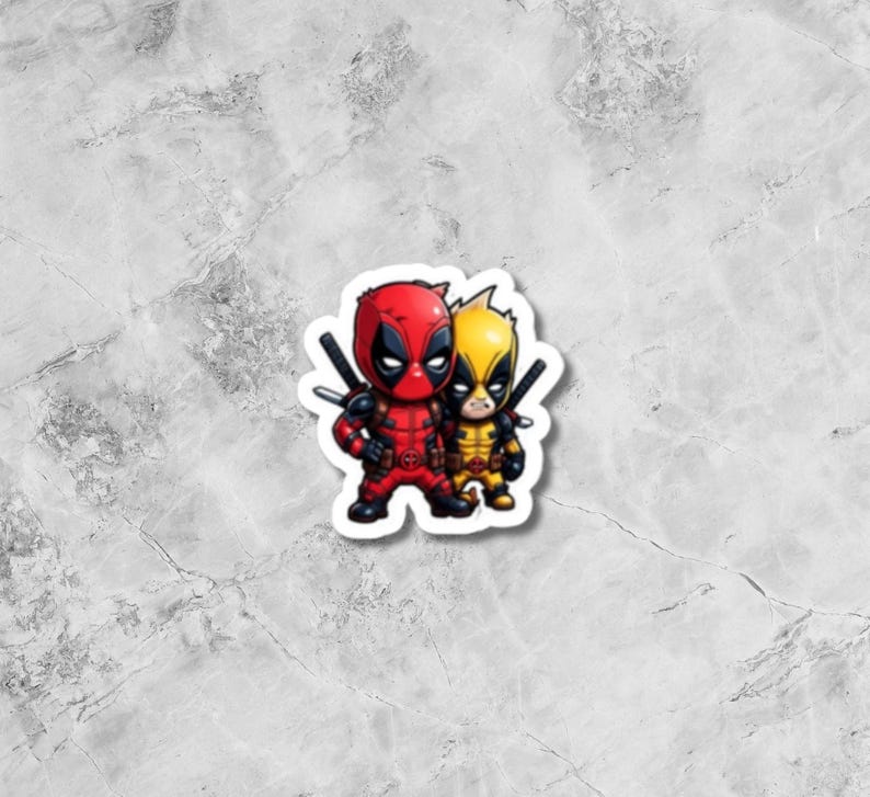 Mini Deadpool & Wolverine Sticker Marvel Duo Vinyl Decal Cute Superhero ...