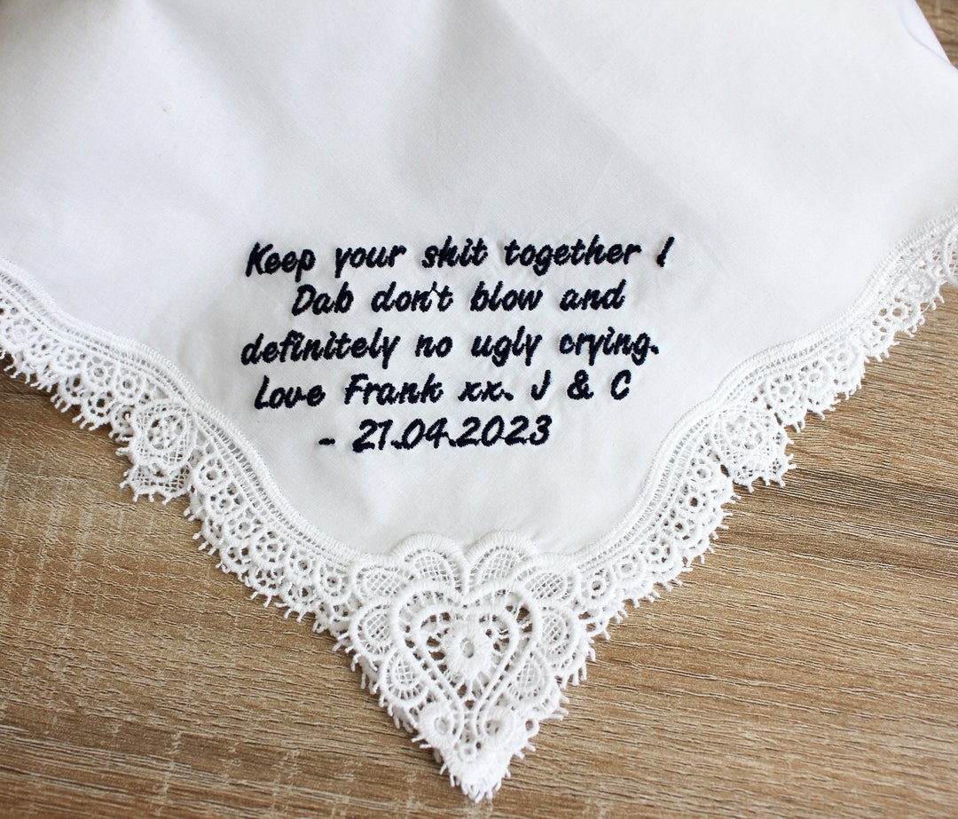 Custom Embroidered Wedding Handkerchief: Sentimental Gift - Etsy