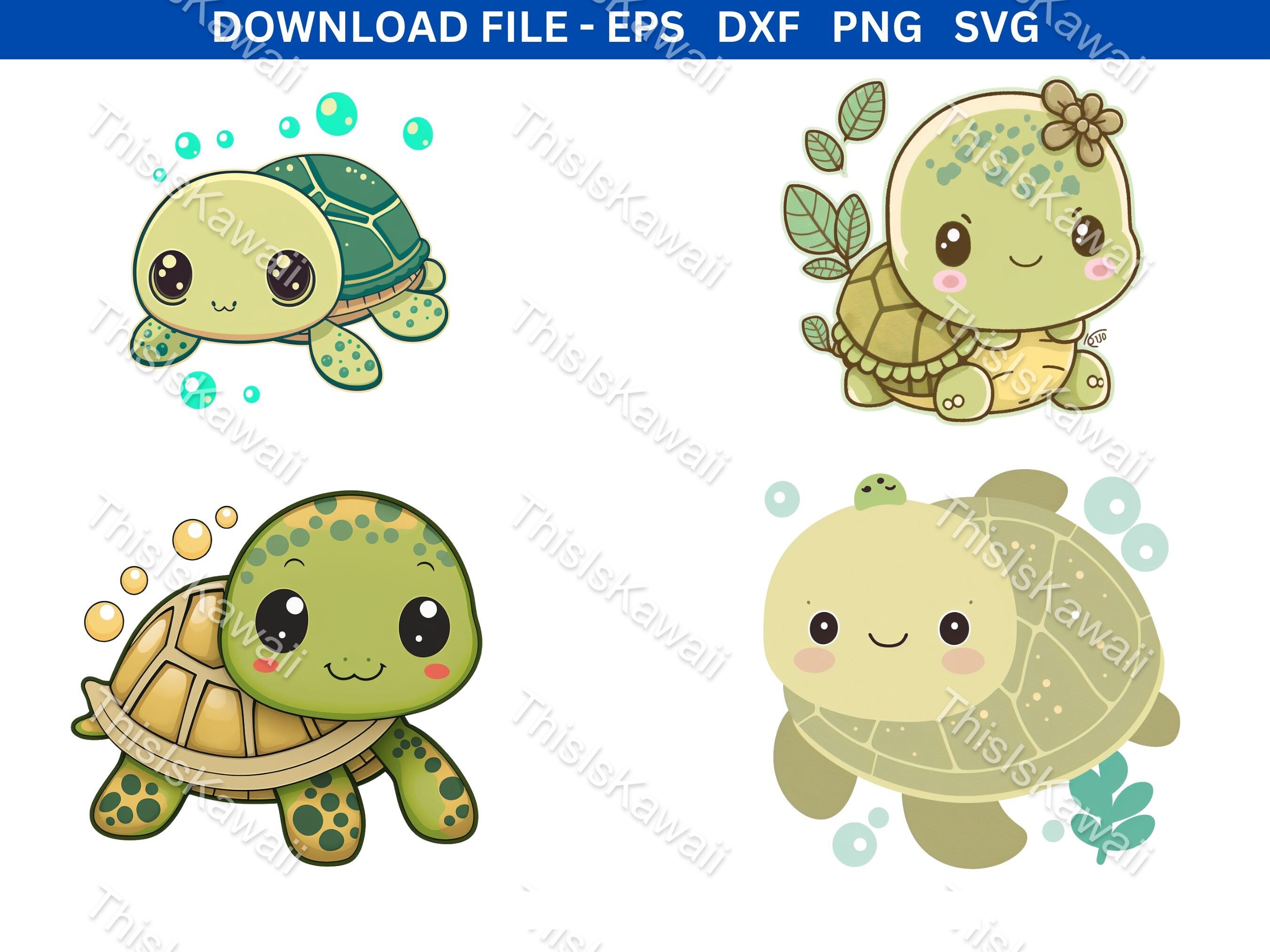 Turtle SVG, Kawaii SVG, Cute SVG, Cute Clipart - Etsy