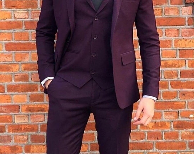 Elegant Purple Tuxedo Suit for Men Stylish Wedding & Formal Occasion ...