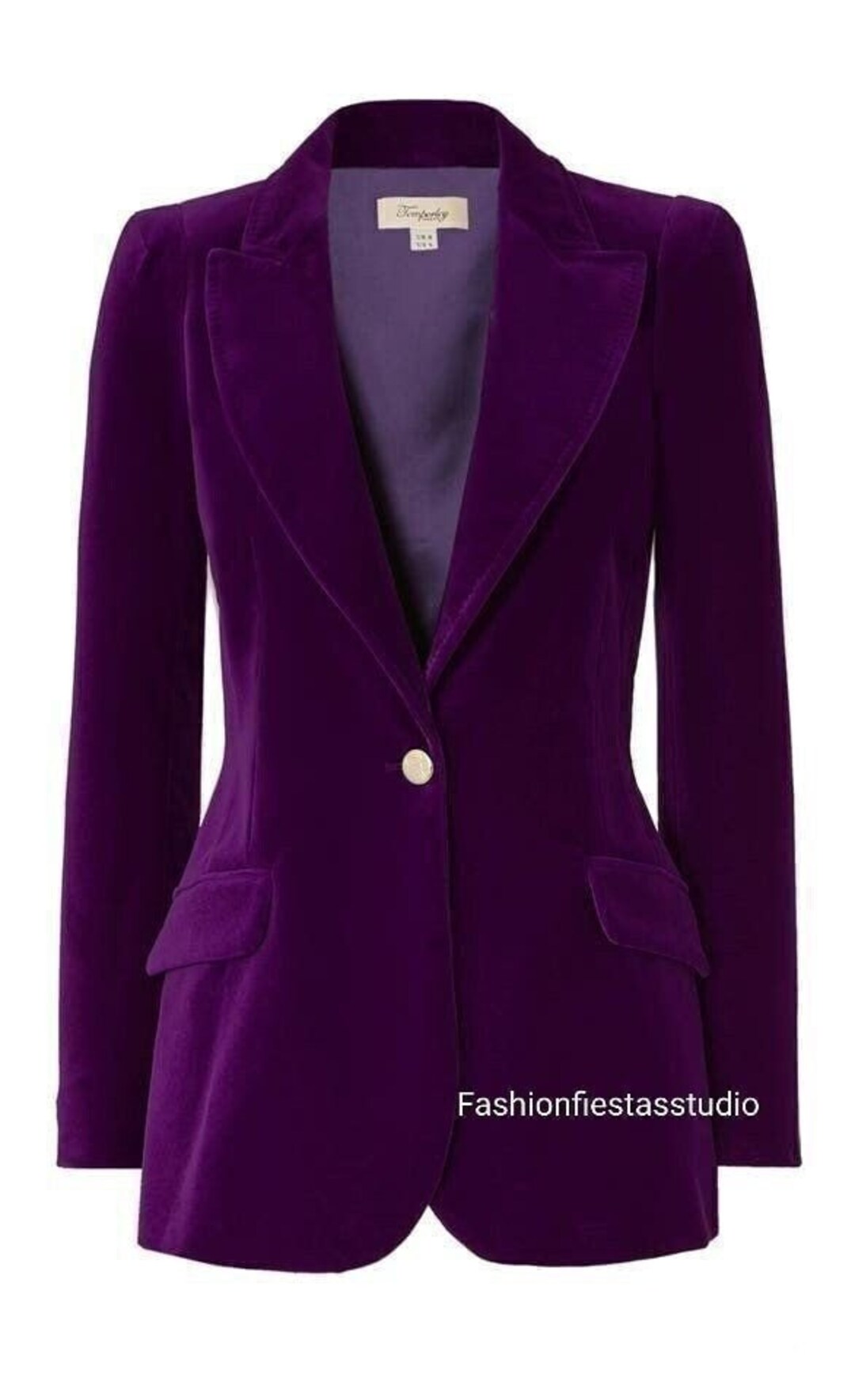 Women's Purple Velvet Jacket, New Arrival Luxury Elegant Slim Fit One ...