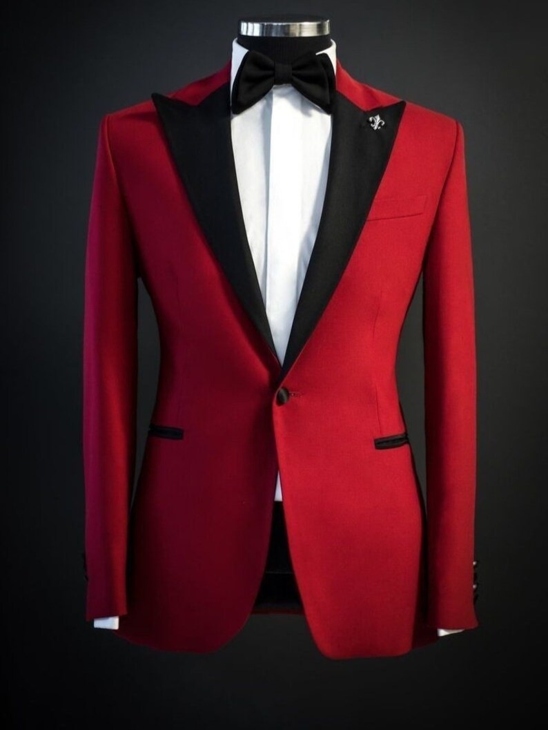 Formal Wedding Men's Red Three Piece Suit stylish Menswear Tailored ...
