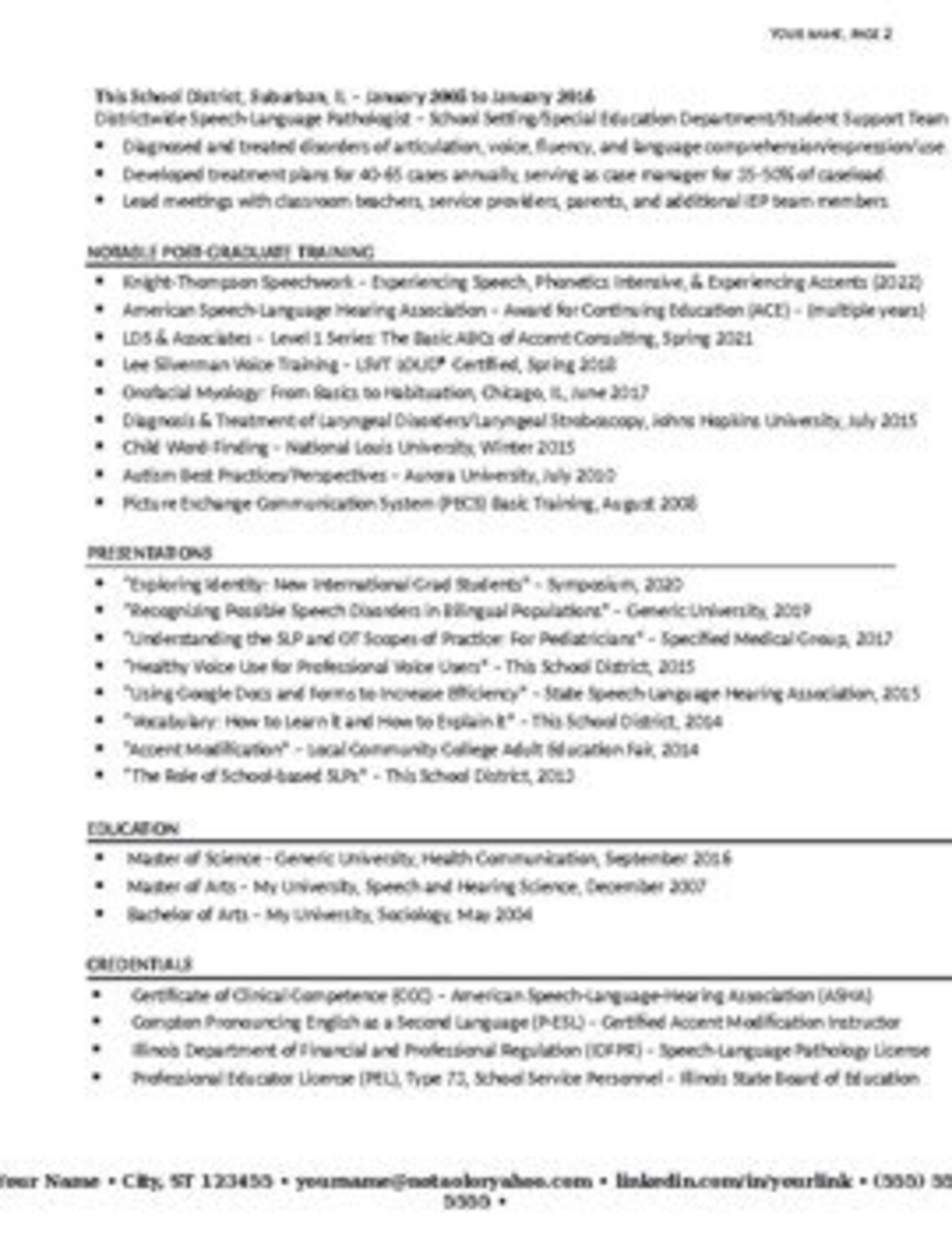 Resume Template for Slps! Resume From Speech-language Pathologist Who ...
