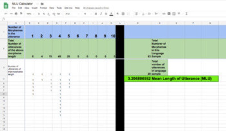 Mean Length of Utterance MLU Calculator as a Google Sheet - Etsy