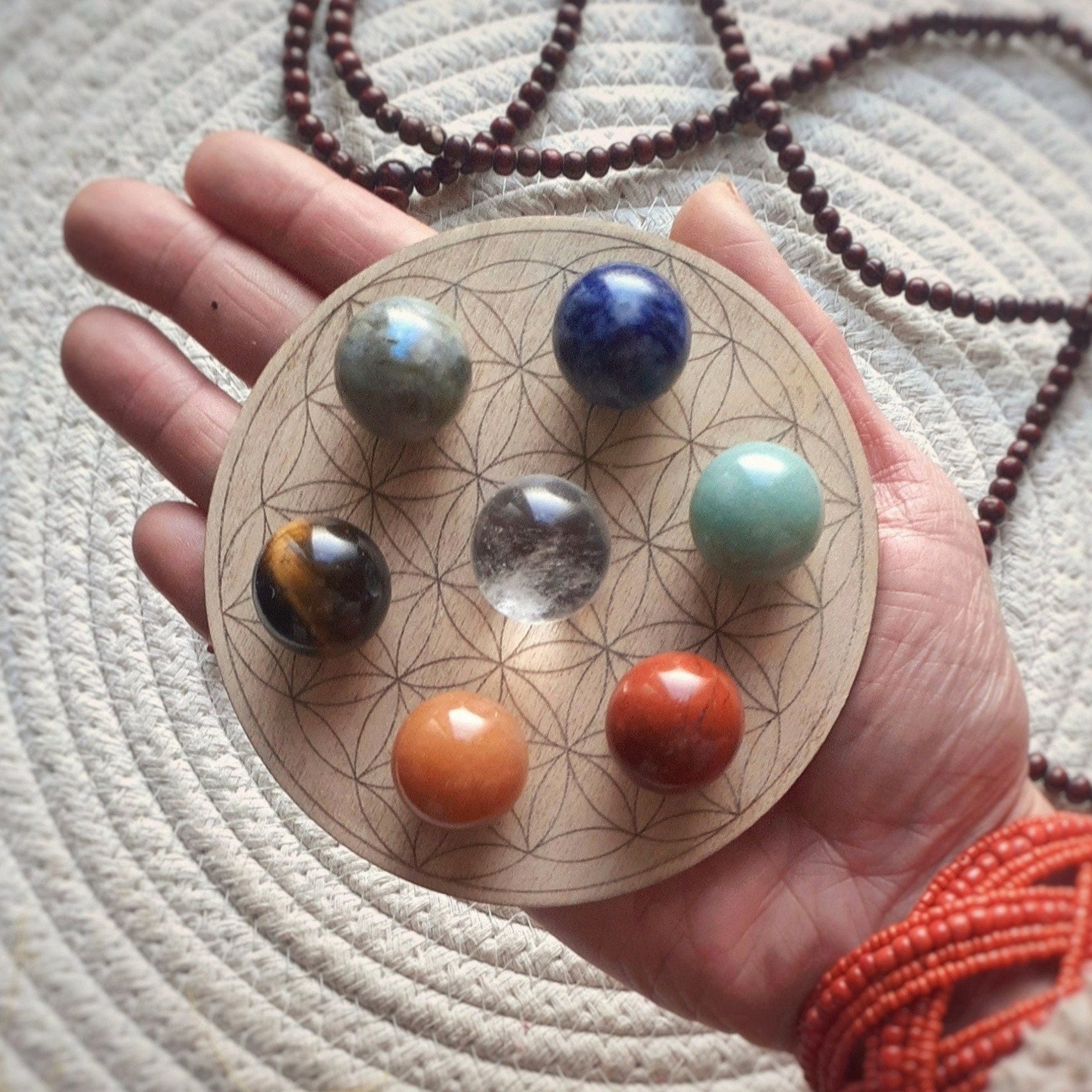 CHAKRA SET Kit of 7 Spheres 2 Cm Natural Stones, Hand Carved - Etsy