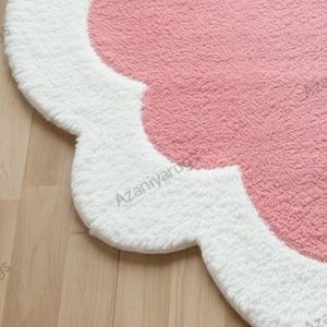 Soft Plush Floral Cloud Rug in Pink and White Carpet for Home Decor ...