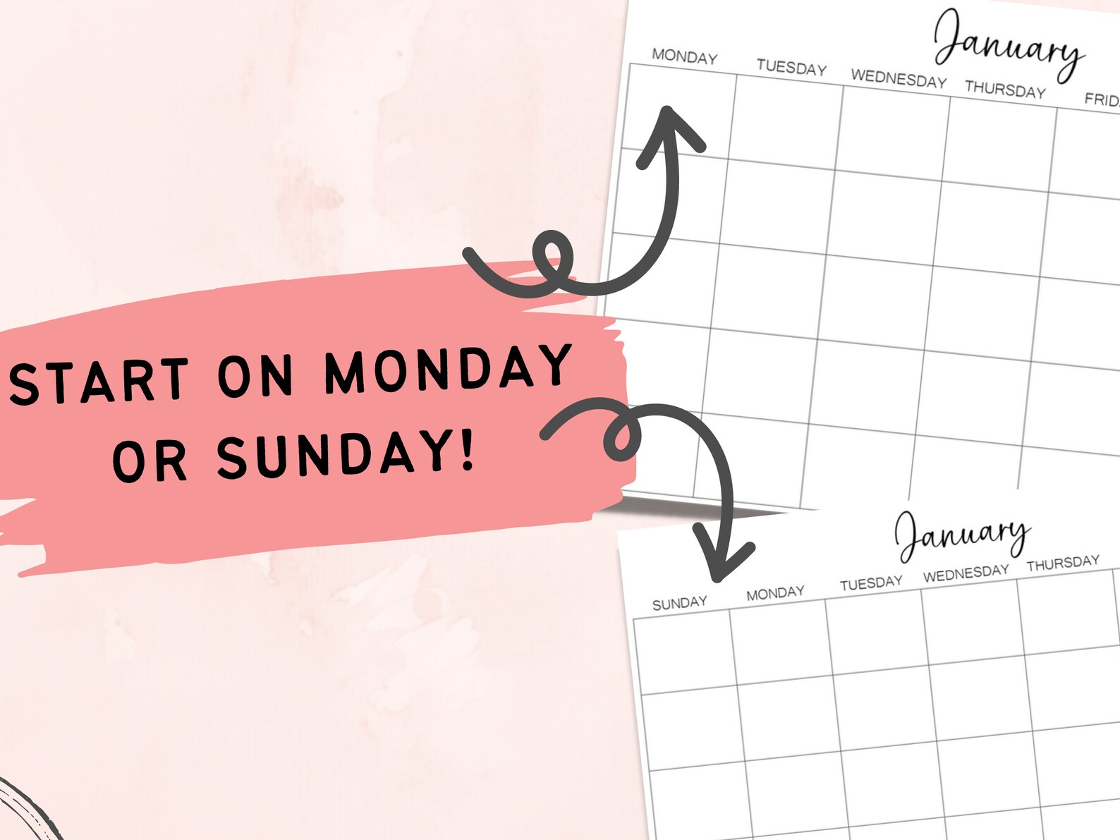 Minimalist Blank Monthly Calendar / PDF / Digital Printable Calendars ...