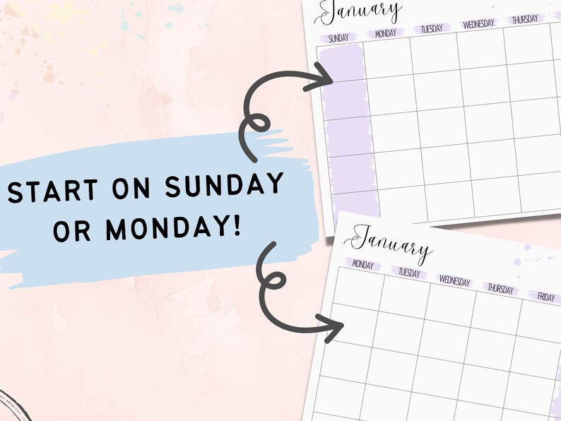 Pastel Rainbow Blank Monthly Calendar / Digital Download / PDF - Etsy