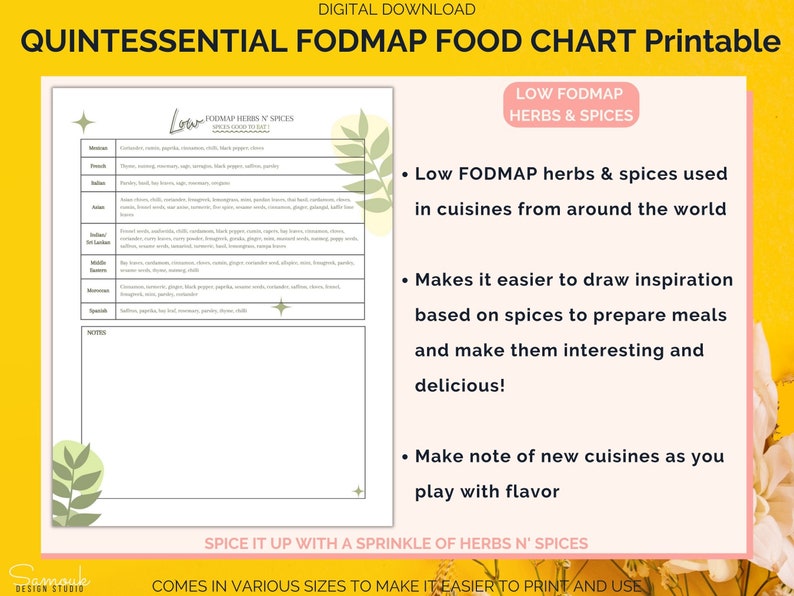 FODMAP Food Chart, Low and High Fodmap Diet (PDF) - Etsy