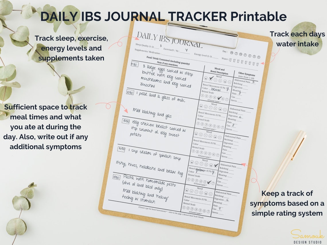 Daily IBS Symptom Diary, Irritable Bowel Syndrome Sheet, IBS Food ...