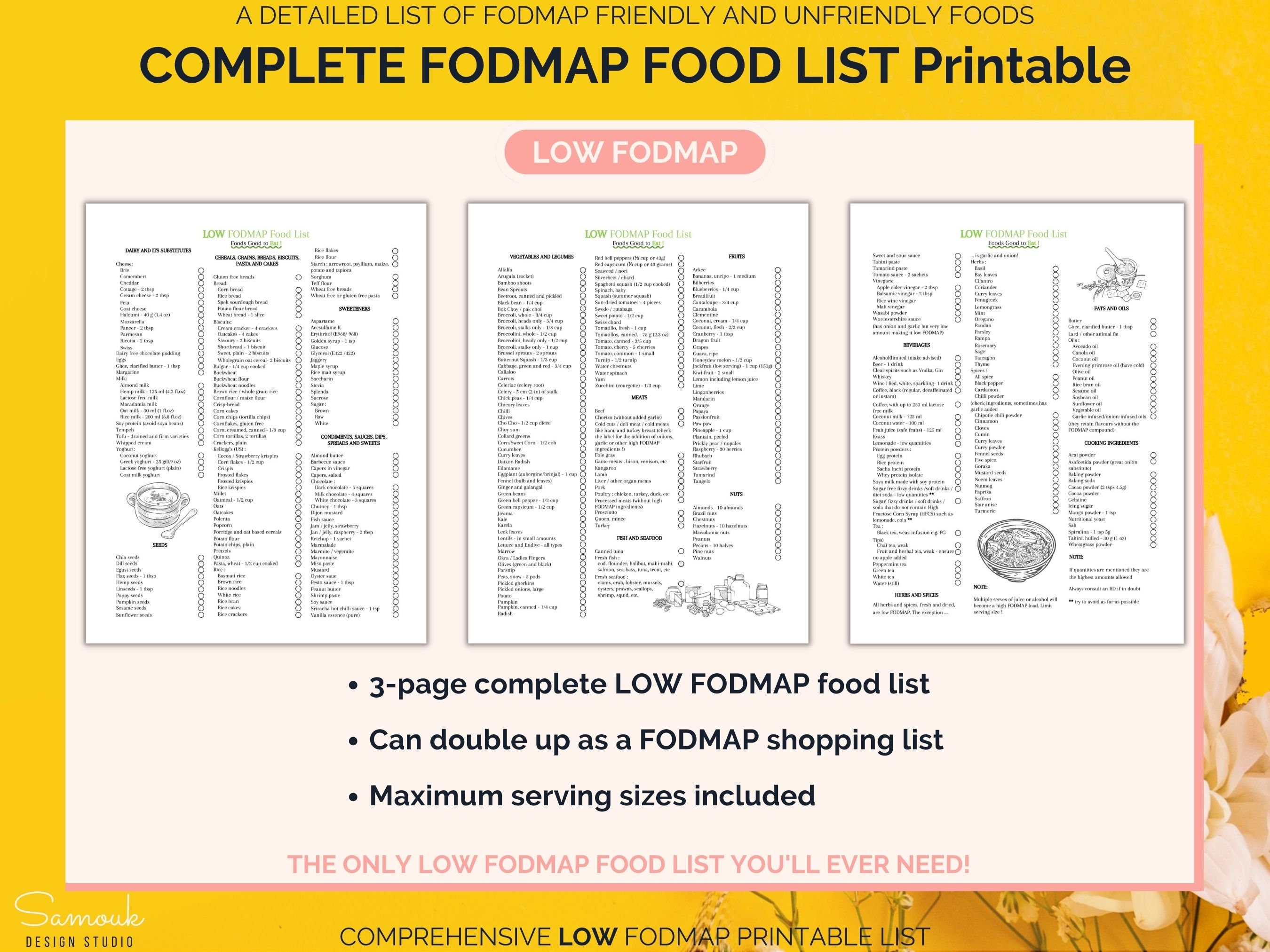 FODMAP Diet Grocery List, Printable Fodmap Pdf, Complete Low FODMAP ... FODMAP Diet Grocery List, Printable Fodmap Pdf, Complete Low FODMAP ...