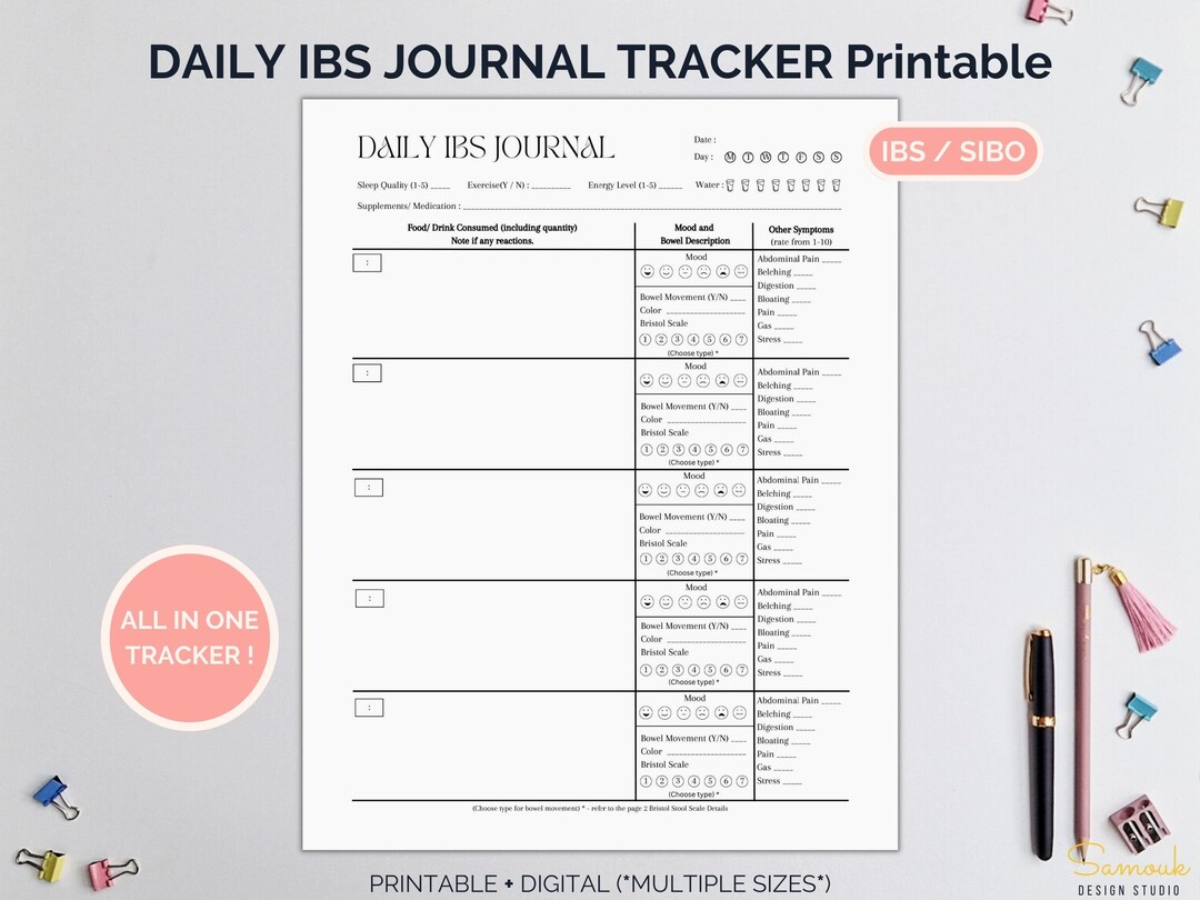 Daily IBS Symptom Diary, Irritable Bowel Syndrome Sheet, IBS Food ...
