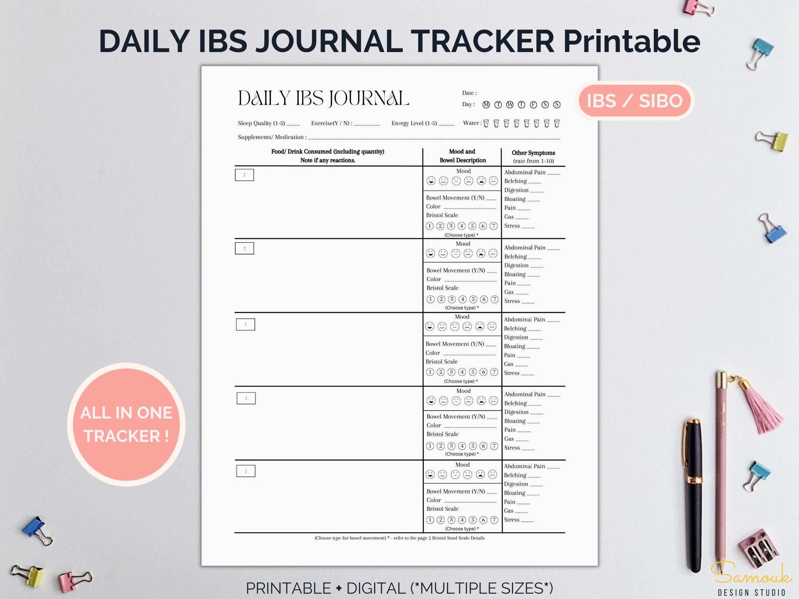Daily IBS Symptom Diary, Irritable Bowel Syndrome Sheet, IBS Food ...