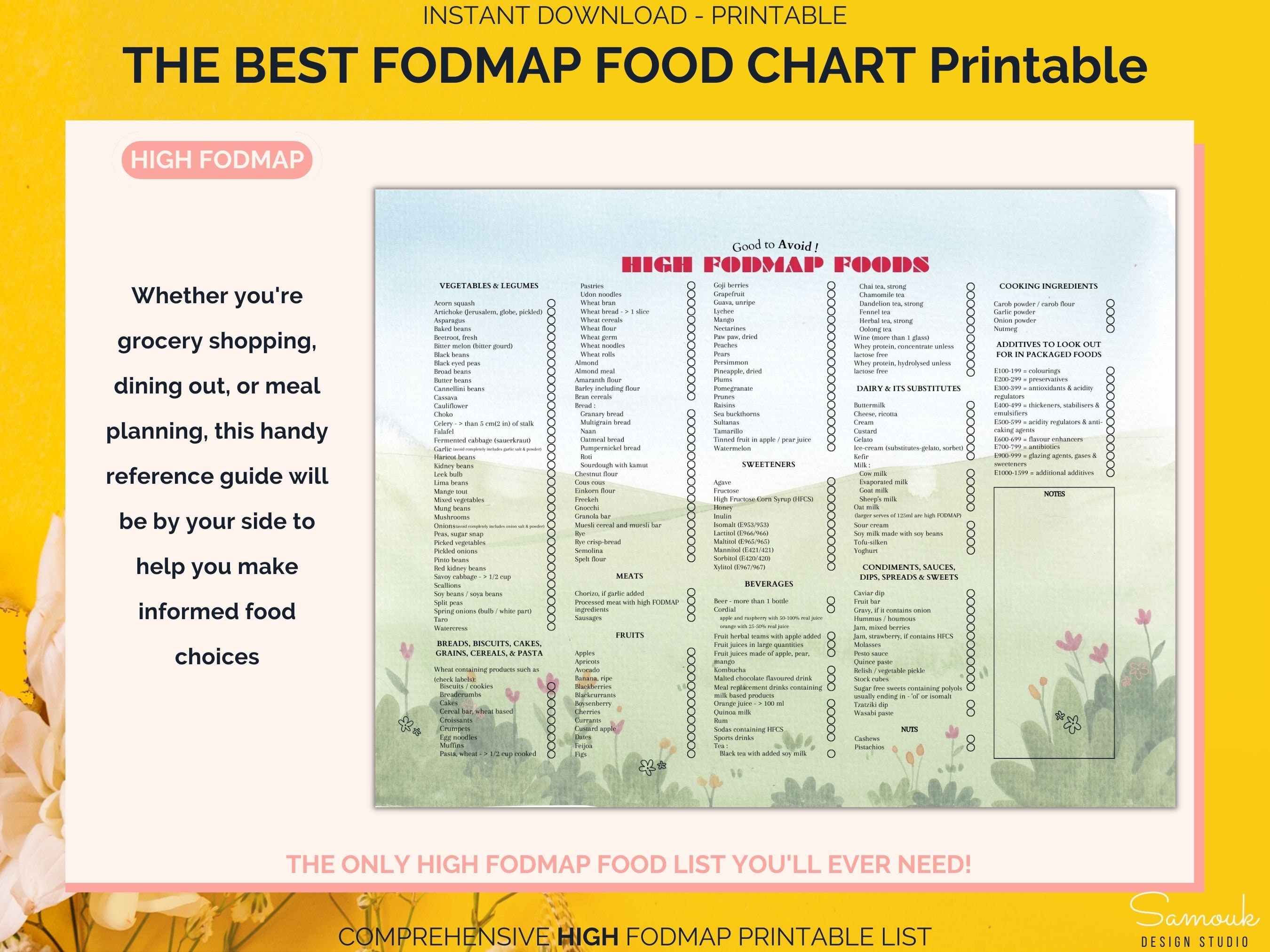 FODMAP Grocery List Printable, Low and High Fodmap Foods, Complete ...