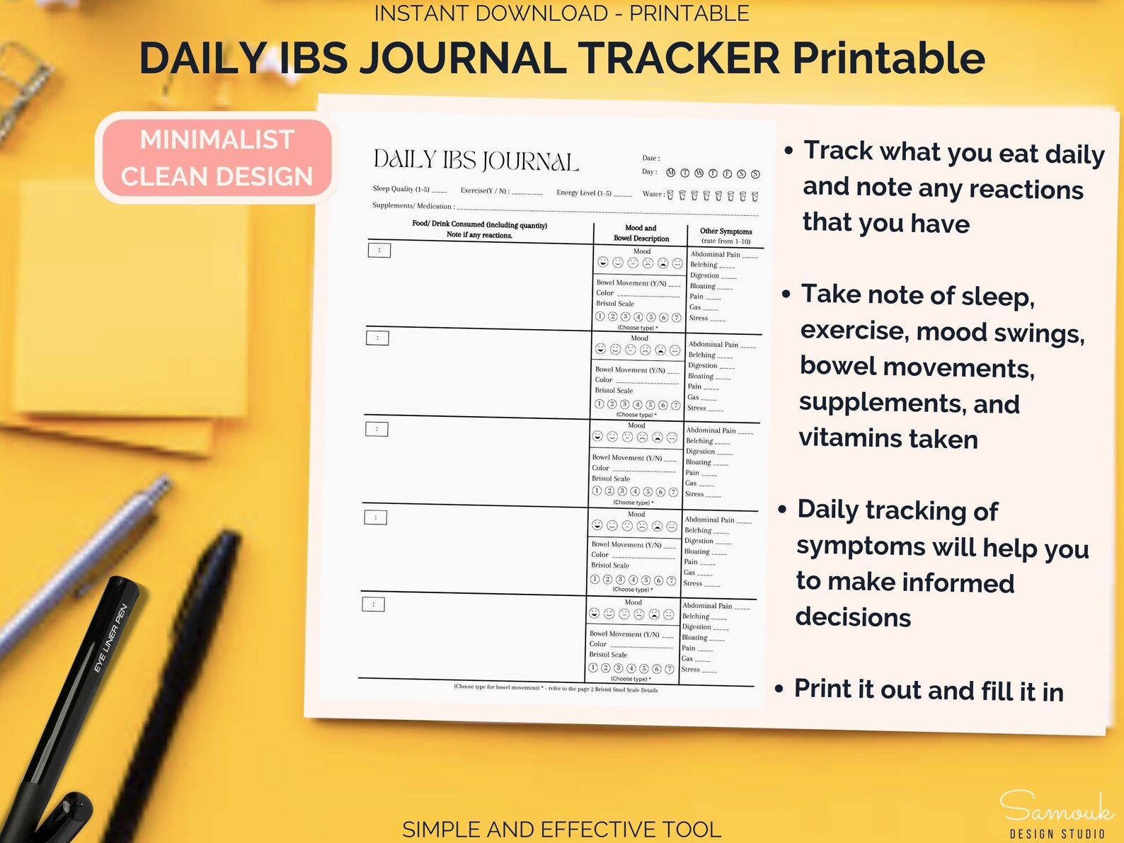 Daily IBS Symptom Tracker, Food Journal (digital Printable), Bowel ...