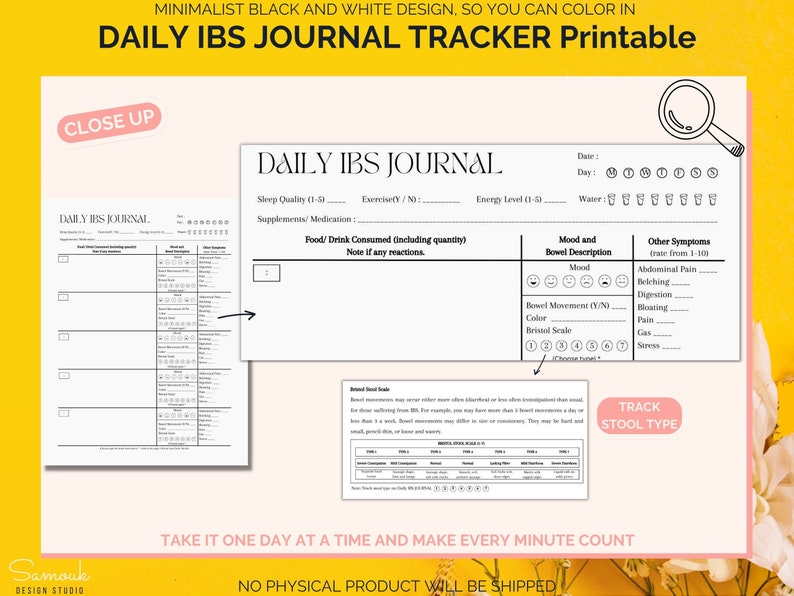 Daily IBS Symptom Diary, Irritable Bowel Syndrome Sheet, IBS Food ...