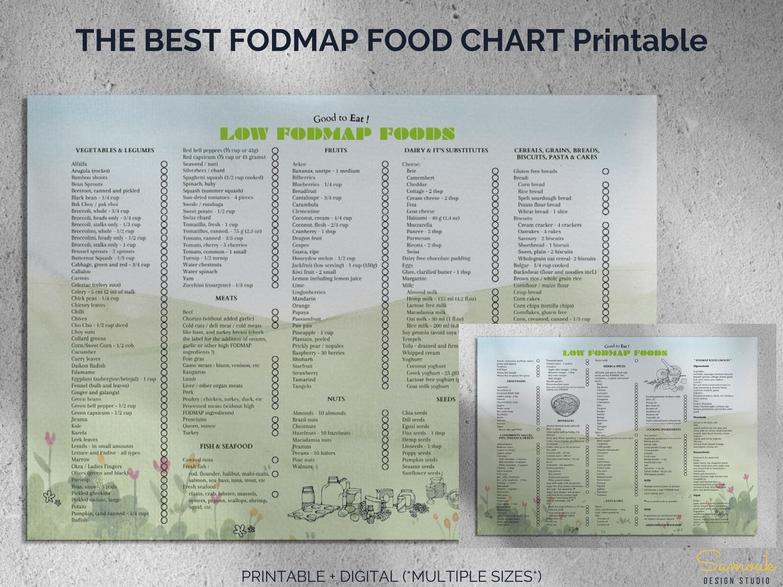 FODMAP Grocery List Printable, Low and High Fodmap Foods, Complete ...