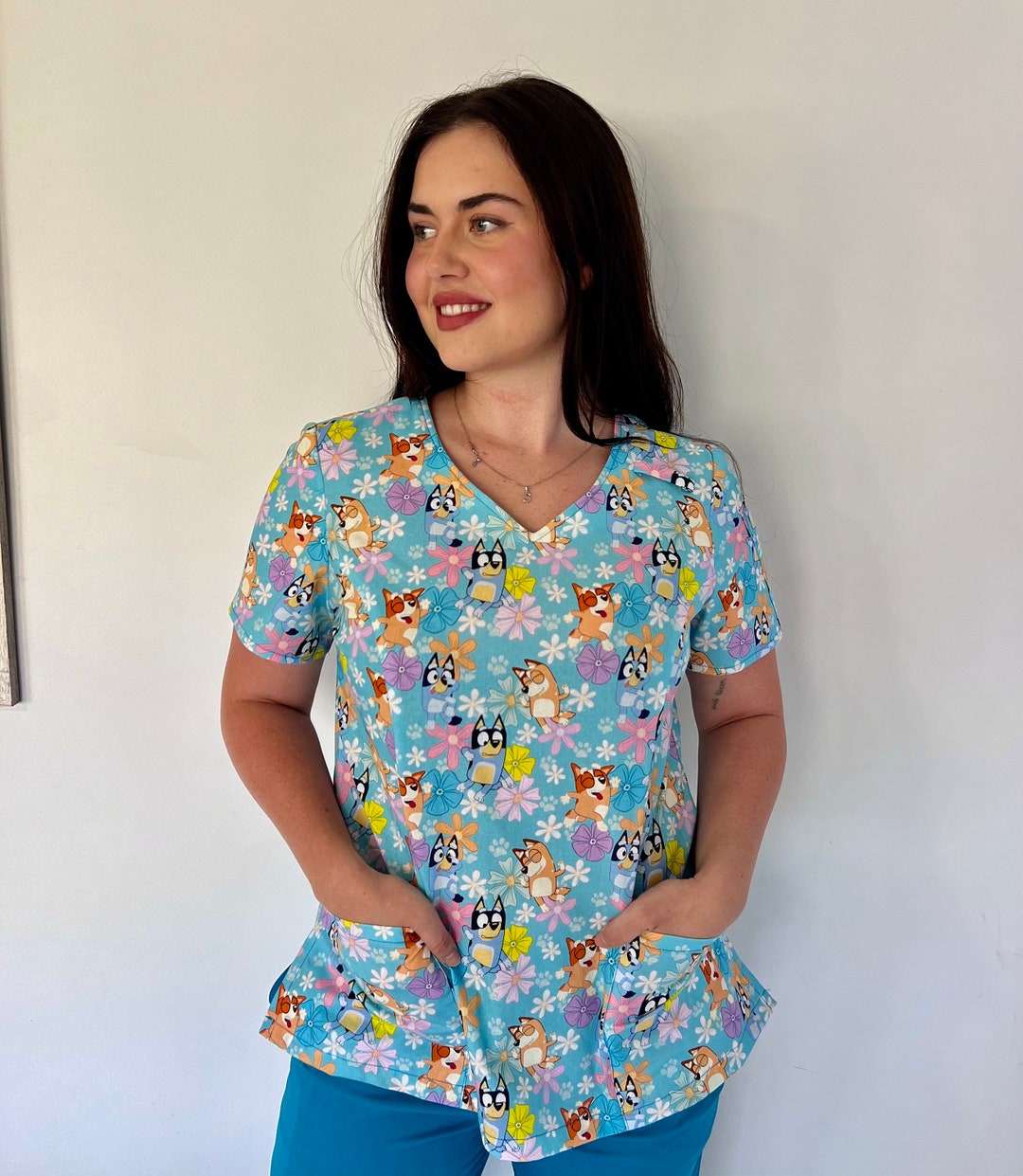 Summer Bluey Scrub Top - Etsy